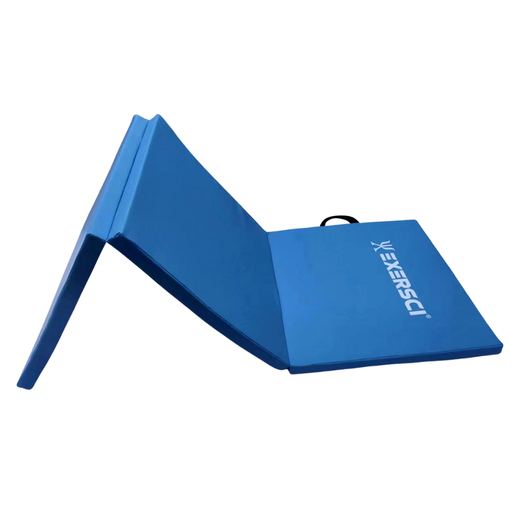 Thick Folding Gym Mats With Carry Handles | Exersci - Blue - Exersci
